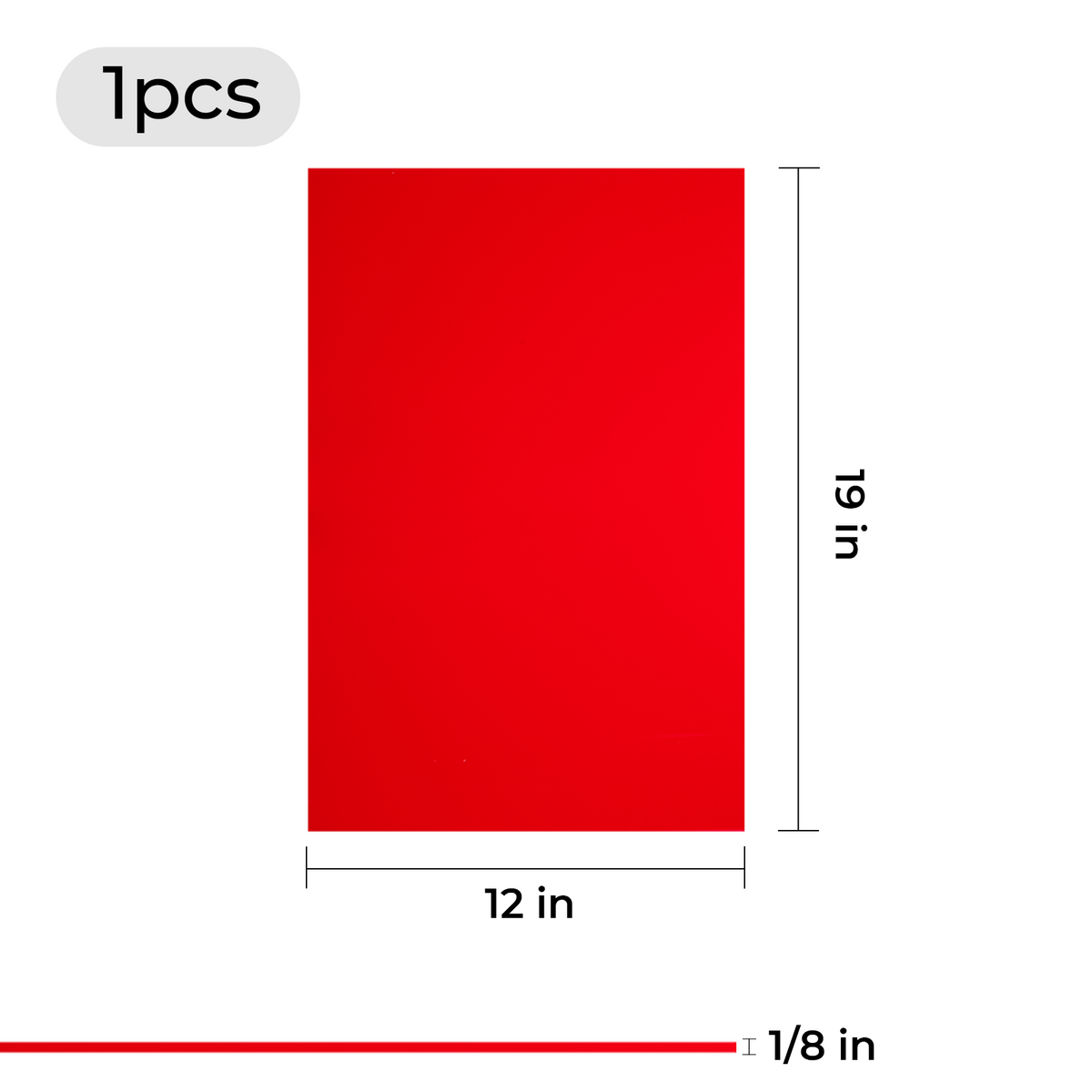 1/8"x12"x19" Red Acrylic Sheet Plexiglass for Diode Laser Cutting (1pc